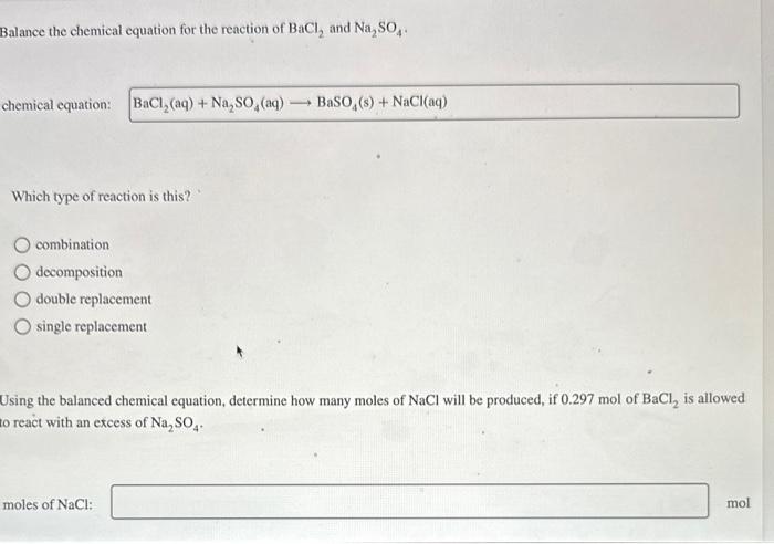 Solved Balance the chemical equation for the reaction of | Chegg.com