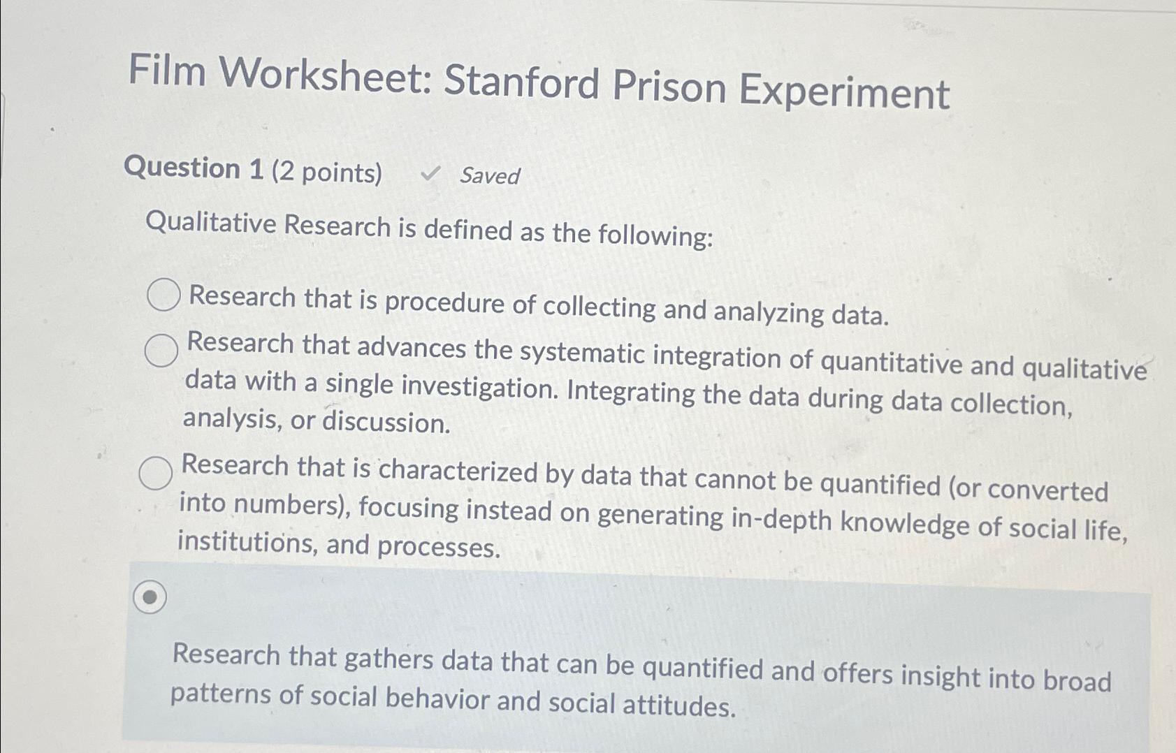 Solved Film Worksheet: Stanford Prison ExperimentQuestion | Chegg.com