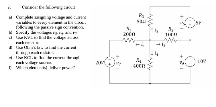 7. ﻿Consider the following circuita) ﻿Complete | Chegg.com