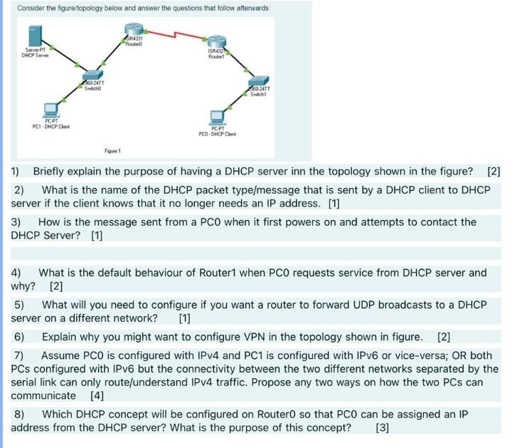 Solved Consider the figure/topology below and answer the | Chegg.com