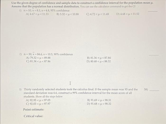 Solved Use the given degree of confidence and sample data to | Chegg.com