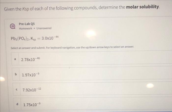 Solved Given the Ksp of each of the following compounds, | Chegg.com