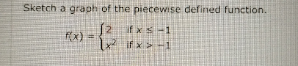 Solved Sketch a graph of the piecewise defined | Chegg.com