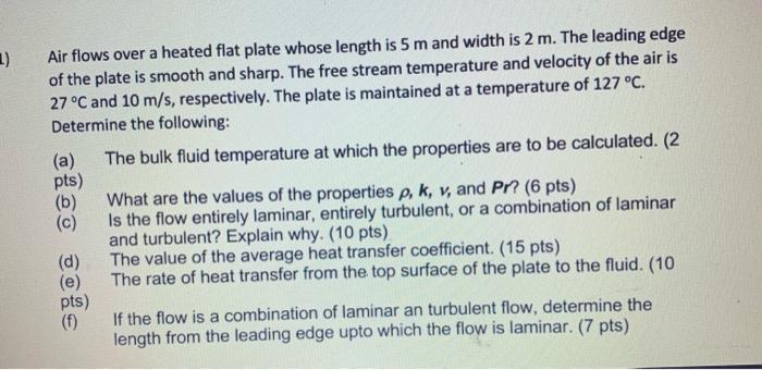 Solved Air flows over a heated flat plate whose length is 5 | Chegg.com