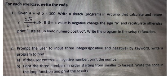 For each exercise, write the code 1. Given a = -3 b = | Chegg.com