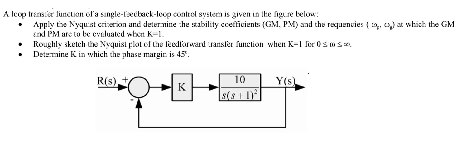 Solved A loop transfer function of a single-feedback-loop | Chegg.com