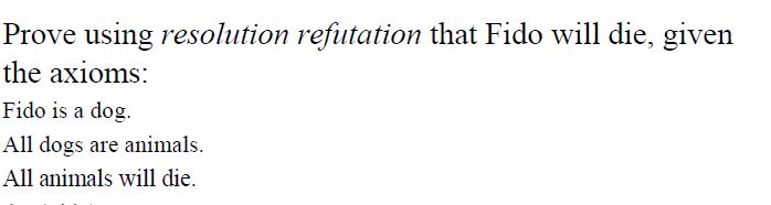 Solved Prove using resolution refutation that Fido will die, | Chegg.com