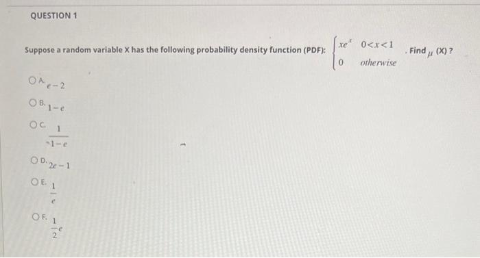 Solved Suppose a random variable X has the following | Chegg.com