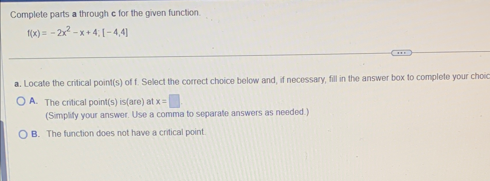 Solved Complete parts a through c ﻿for the given | Chegg.com