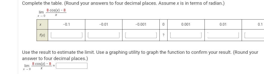 Solved Complete the table. (Round your answers to four | Chegg.com