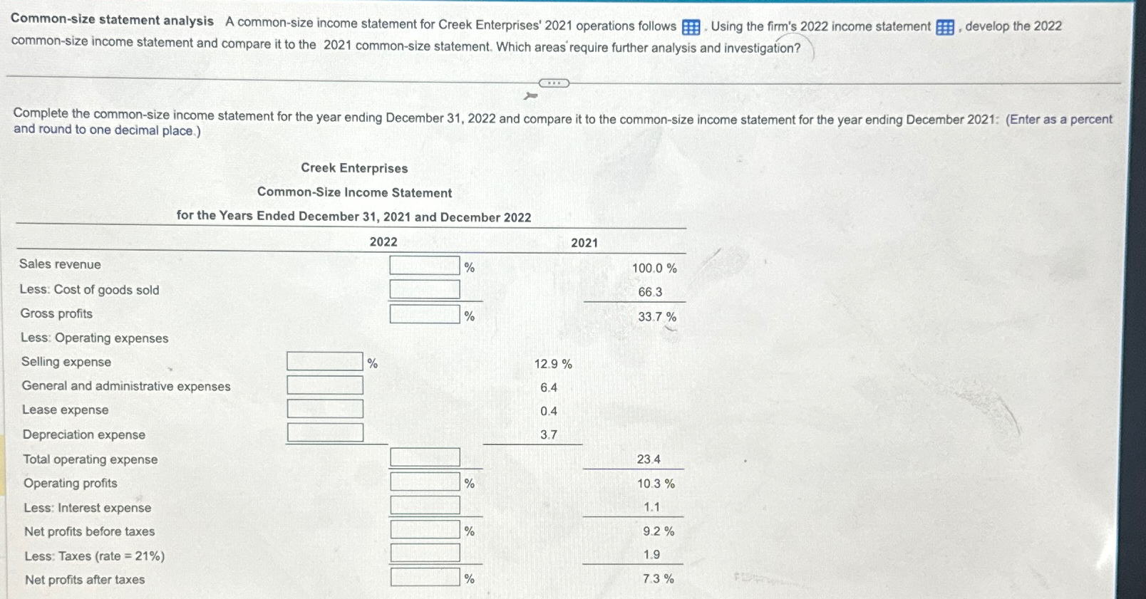 Common-size statement analysis A common-size income | Chegg.com
