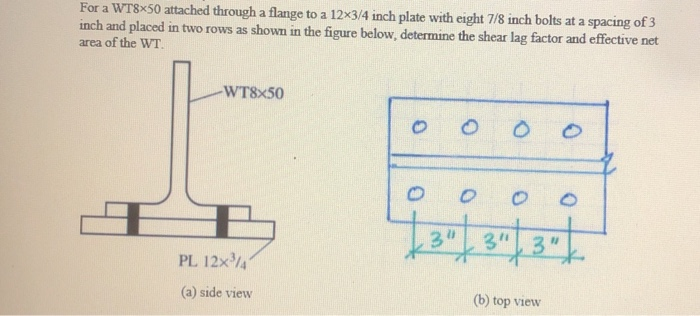 Solved For a WT8X50 attached through a flange to a 12x3/4 | Chegg.com