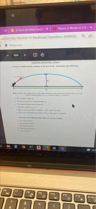 X C D Given An Initial Launch X Physics 3: Motion in | Chegg.com
