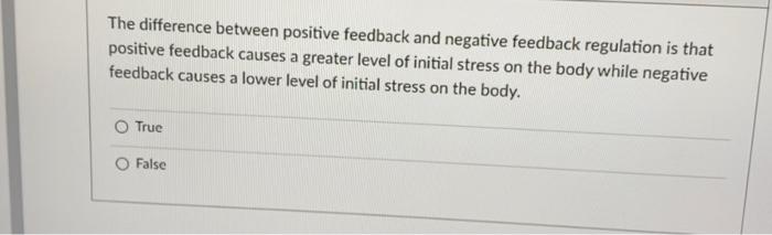 Solved The difference between positive feedback and negative | Chegg.com
