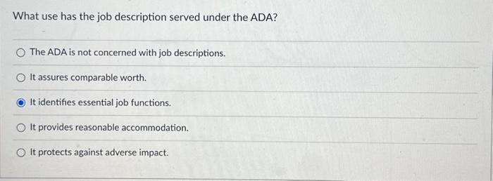 Solved What use has the job description served under the | Chegg.com