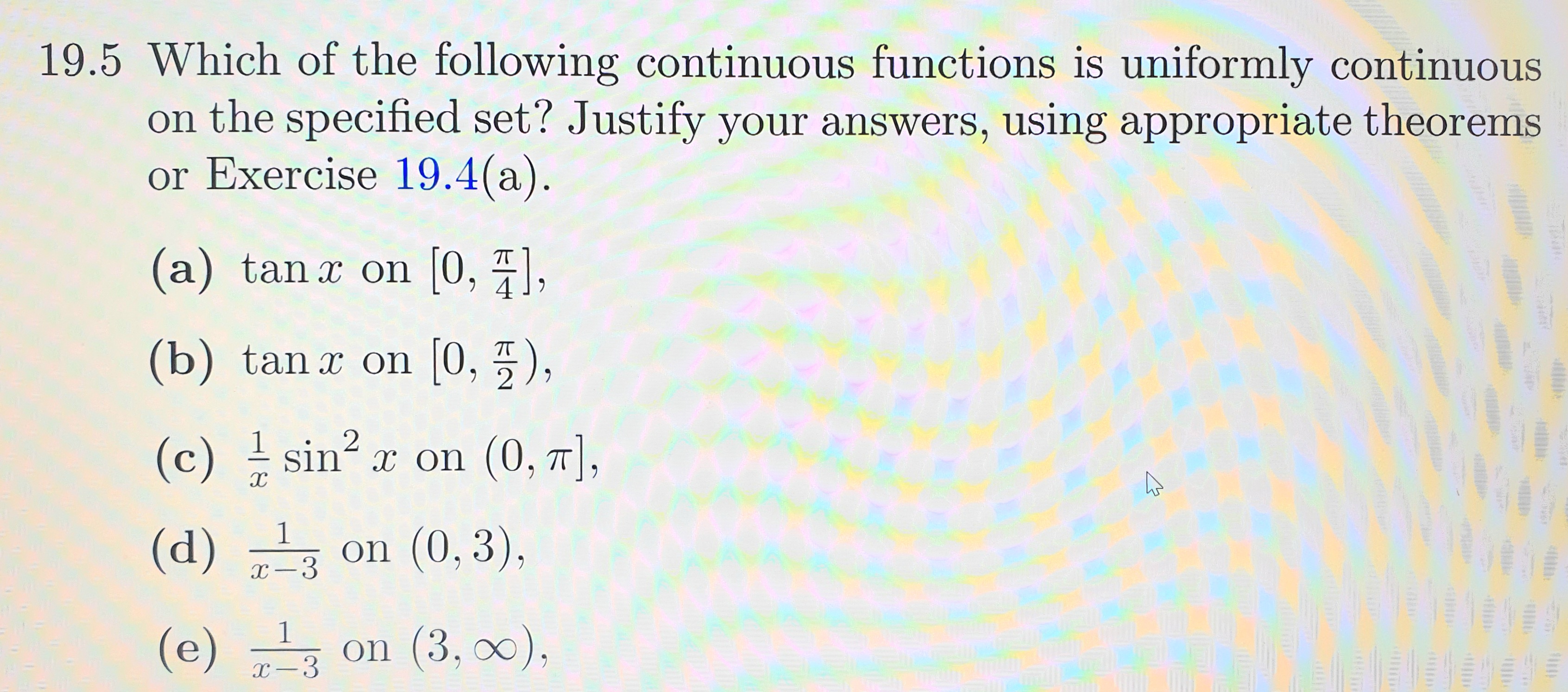 Solved 19.5 ﻿Which of the following continuous functions is | Chegg.com