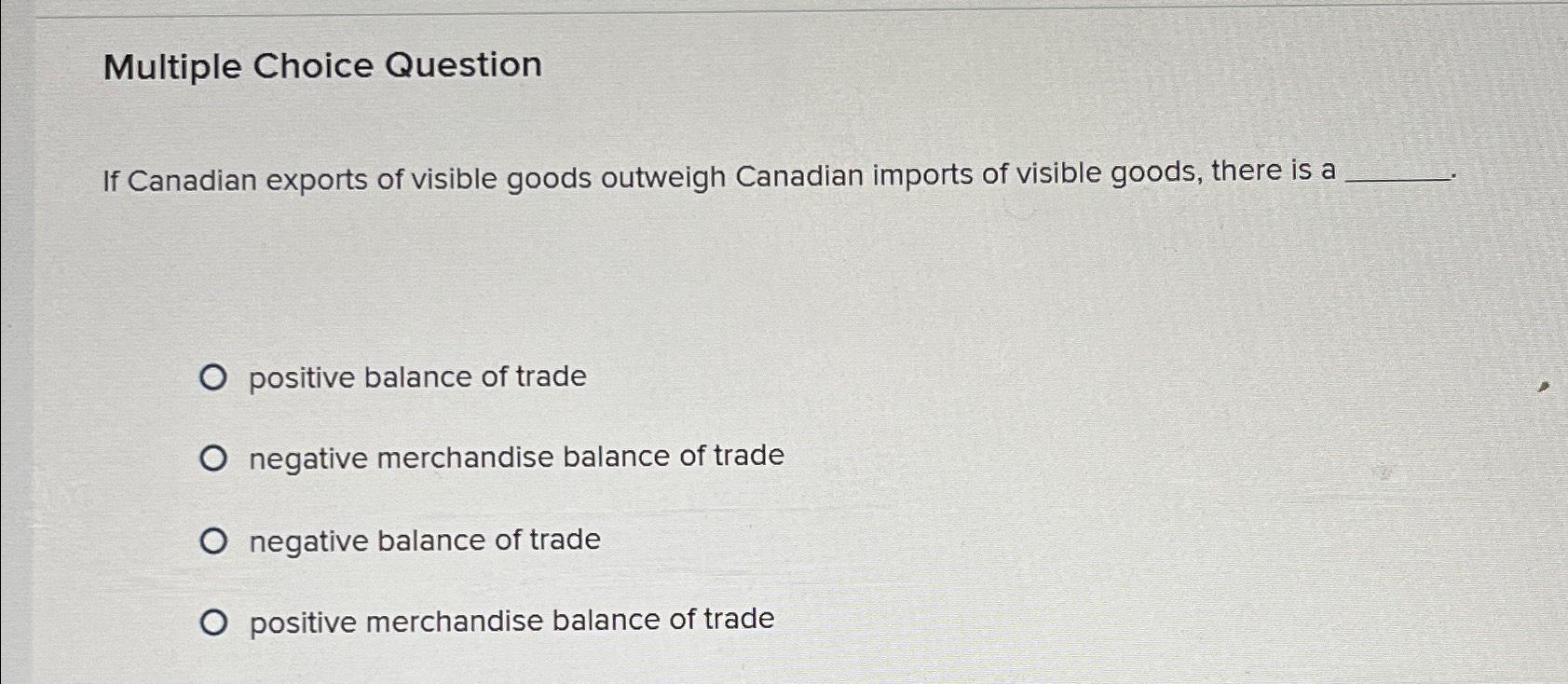 Solved Multiple Choice QuestionIf Canadian exports of | Chegg.com
