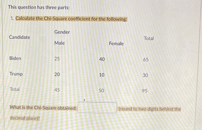 Solved This question has three parts: 1. Calculate the | Chegg.com