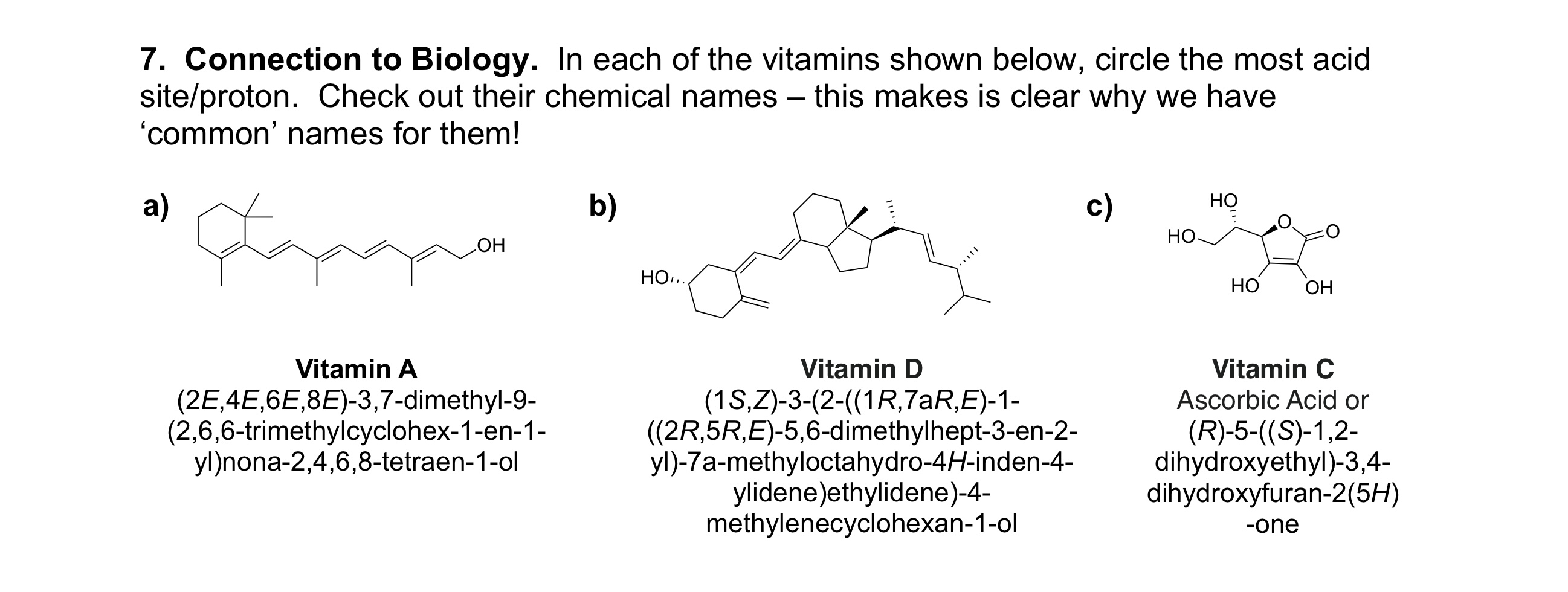 Solved Connection to Biology. In each of the vitamins shown | Chegg.com