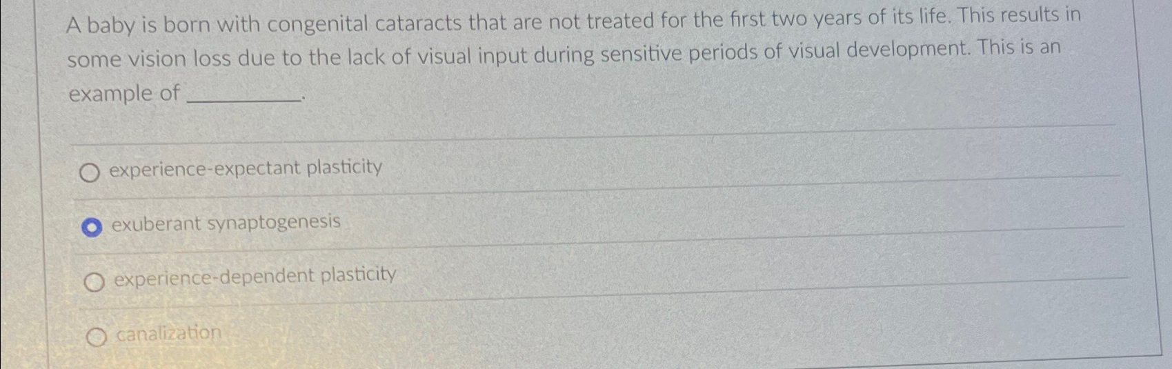 Solved A baby is born with congenital cataracts that are not | Chegg.com