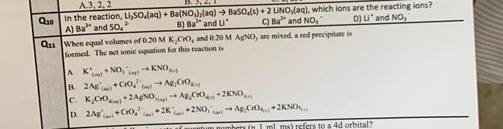 Solved A. 3,2,2=Li2SO4(aq)+Ba(NO3)2(aq)→BaSO4( | Chegg.com
