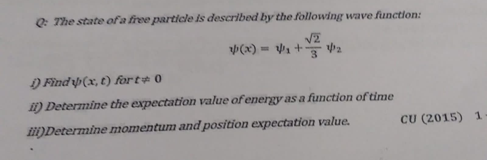 Solved Q: The state of a free partide is described by the | Chegg.com