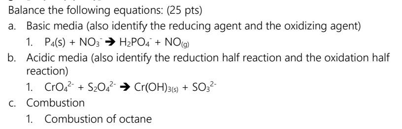 Solved Balance the following equations: (25 pts) a. Basic | Chegg.com