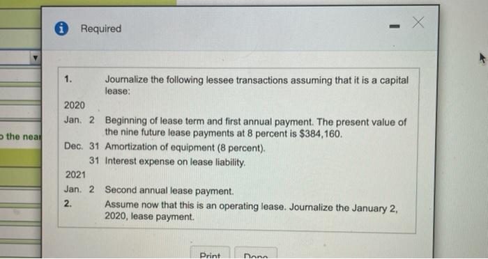 Solved Alnase agreement for capital equipment requires | Chegg.com