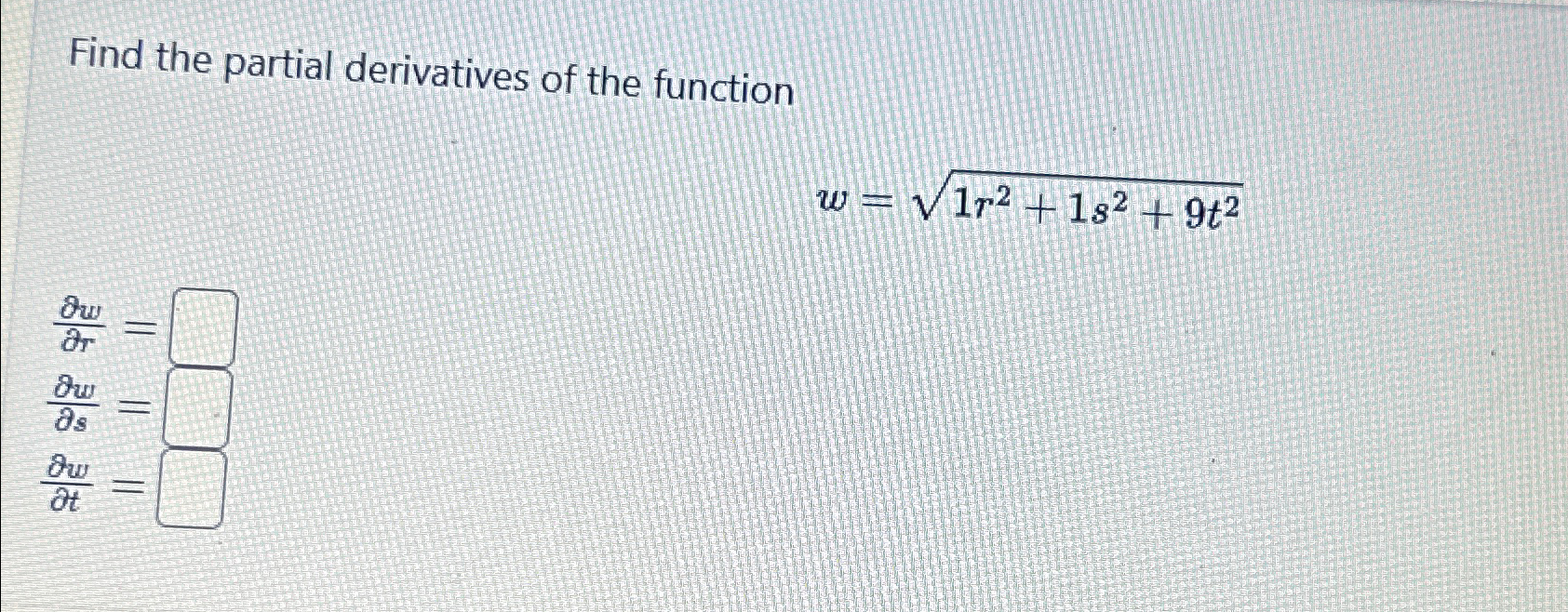 Solved Find the partial derivatives of the | Chegg.com