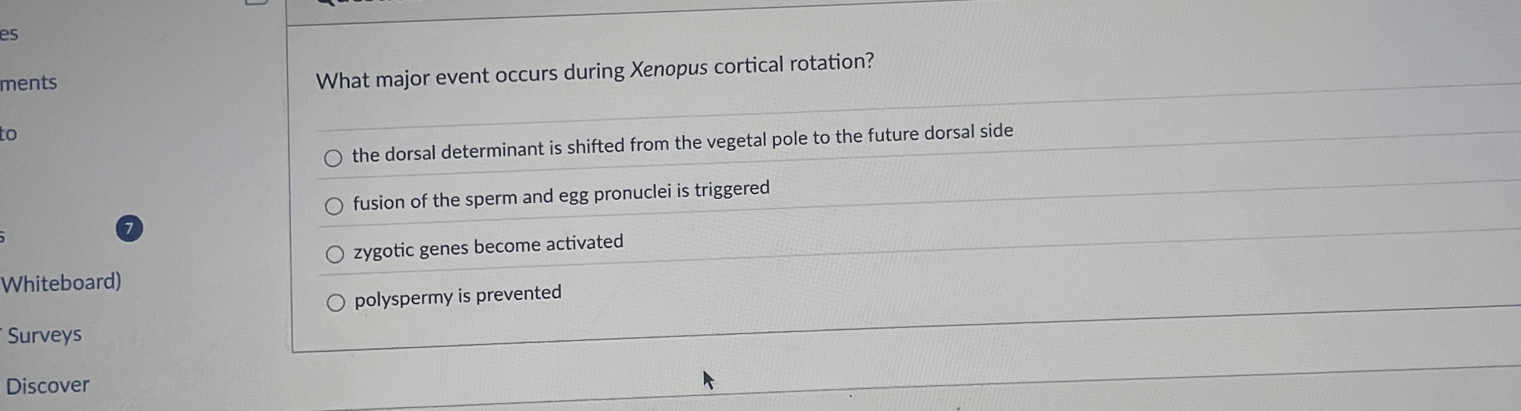 Solved What major event occurs during Xenopus cortical | Chegg.com