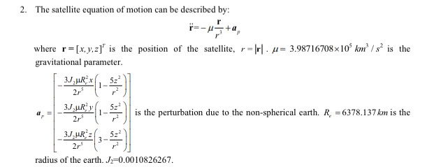2. The satellite equation of motion can be described | Chegg.com