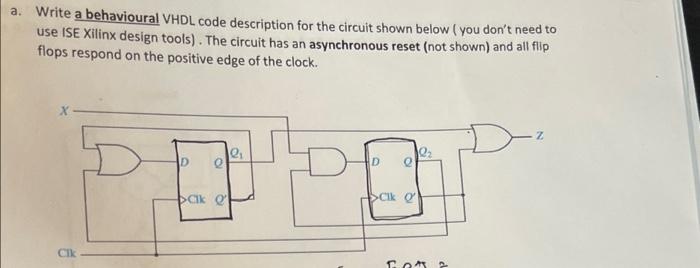 Solved A Write A Behavioural Vhdl Code Description For The 