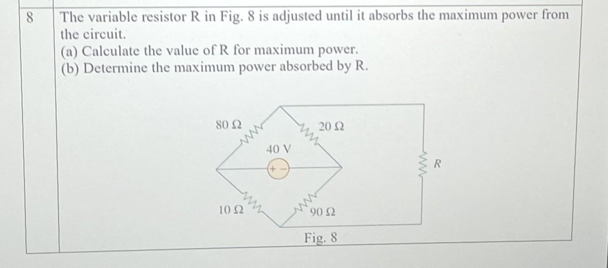 [Solved]: find the maximum power that can be delivered to th