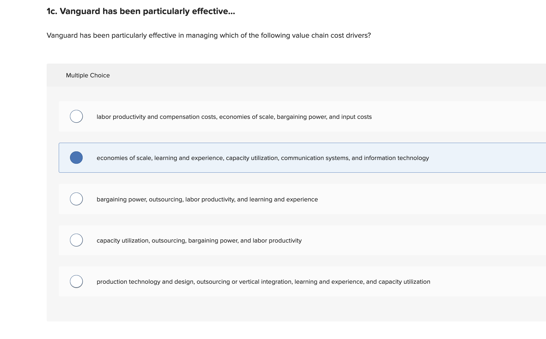 Solved 1c. ﻿Vanguard has been particularly | Chegg.com