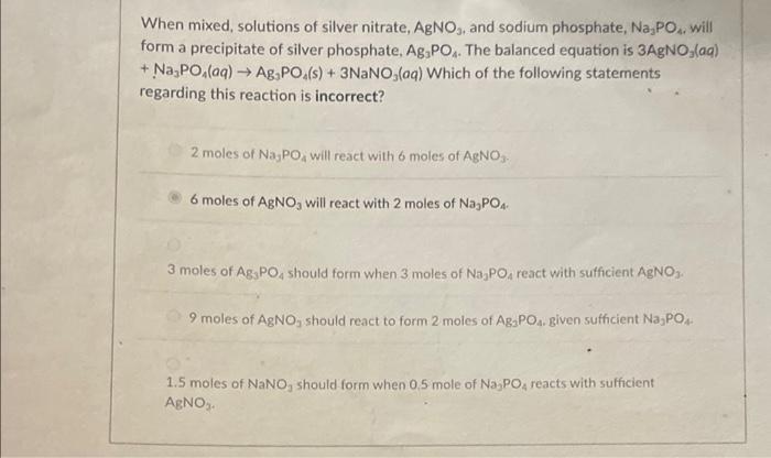 Solved When mixed, solutions of silver nitrate, AgNO3, and | Chegg.com