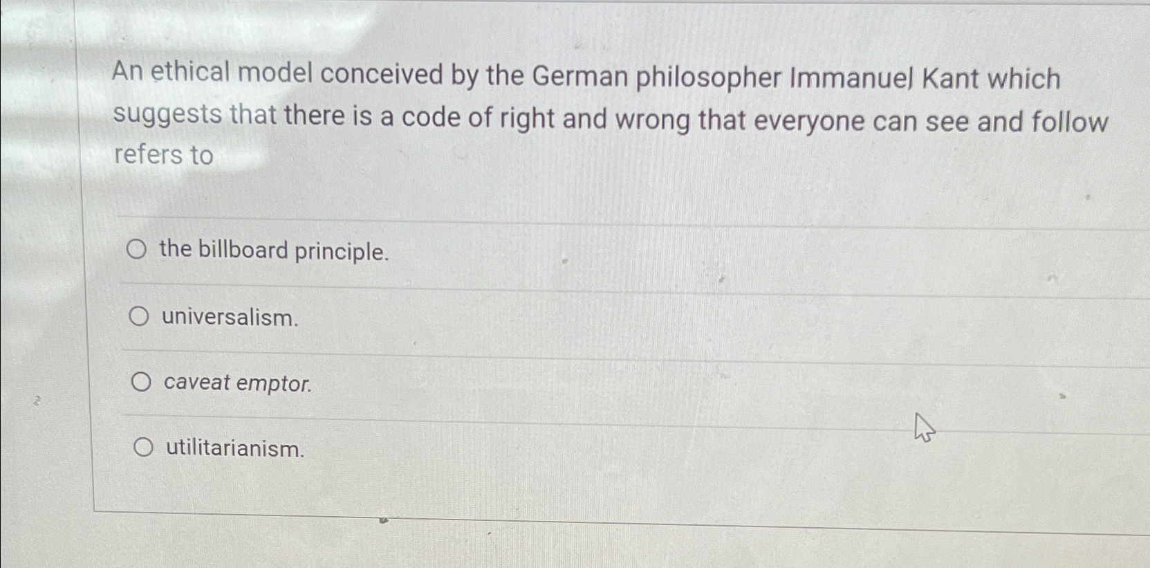 Solved An ethical model conceived by the German philosopher | Chegg.com