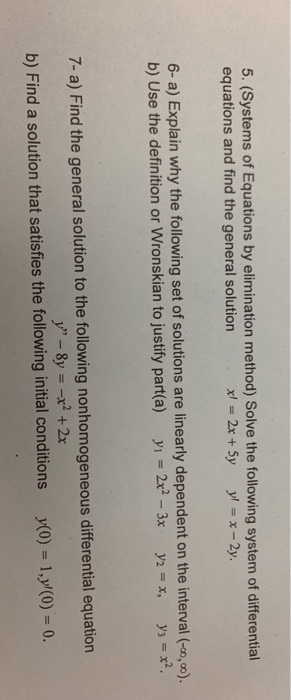 Solved 5. (Systems of Equations by elimination method) Solve | Chegg.com