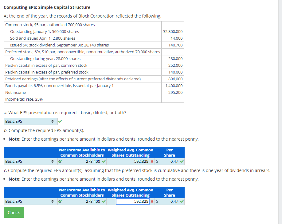 Solved Computing EPS: Simple Capital StructureAt the end of | Chegg.com