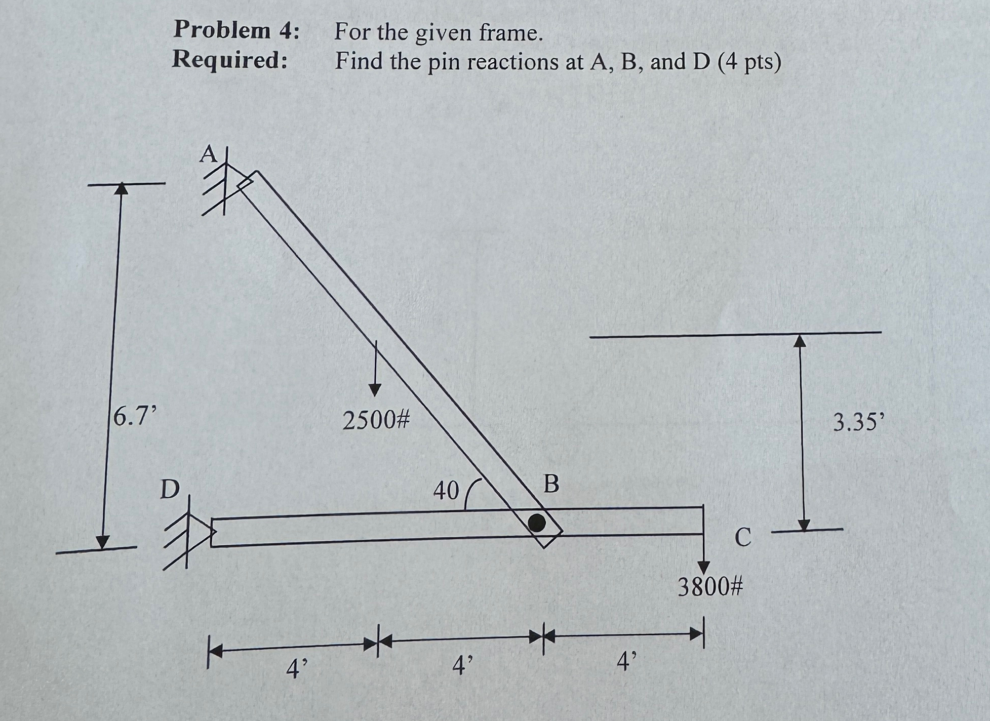 Solved Problem 4: For the given frame.Required: Find the pin | Chegg.com