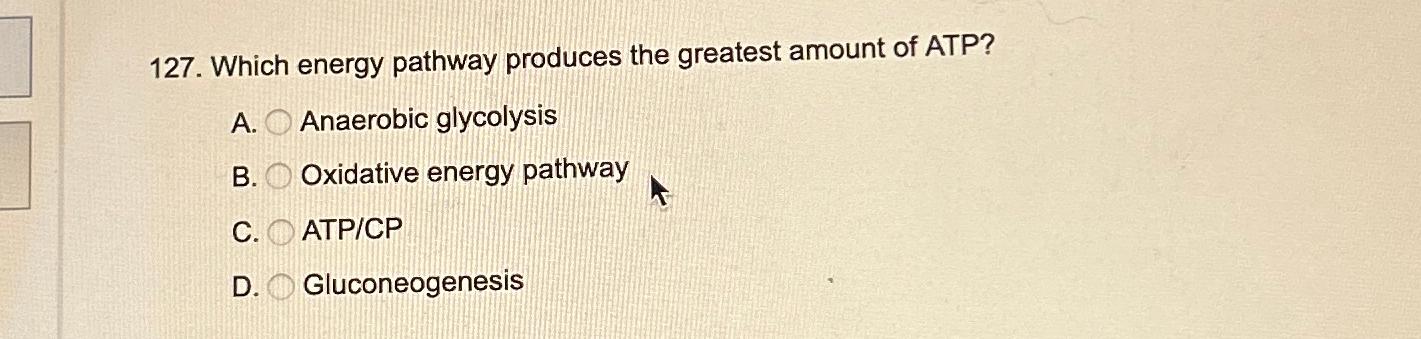Solved Which energy pathway produces the greatest amount of | Chegg.com