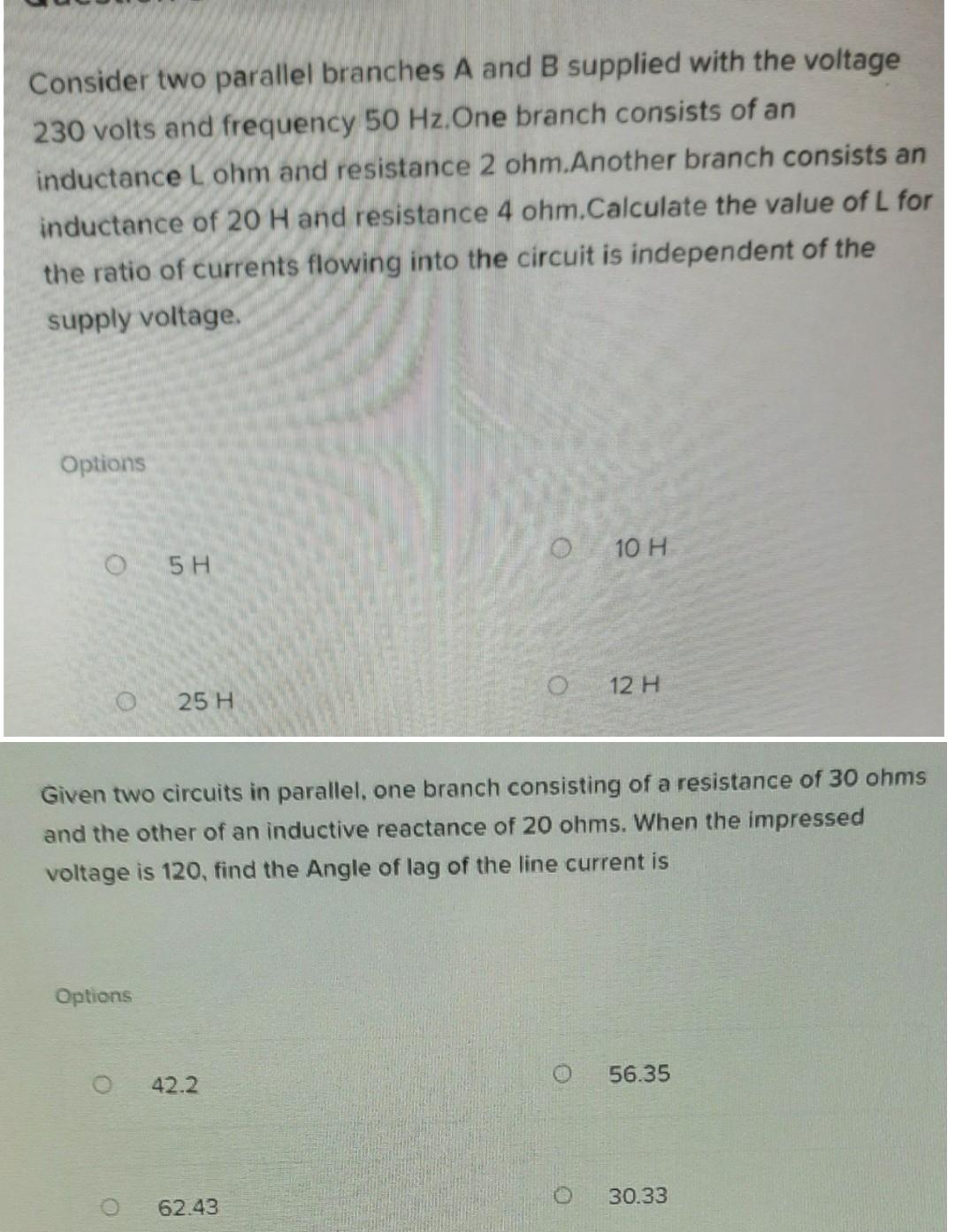 Solved Consider two parallel branches A and B supplied with | Chegg.com