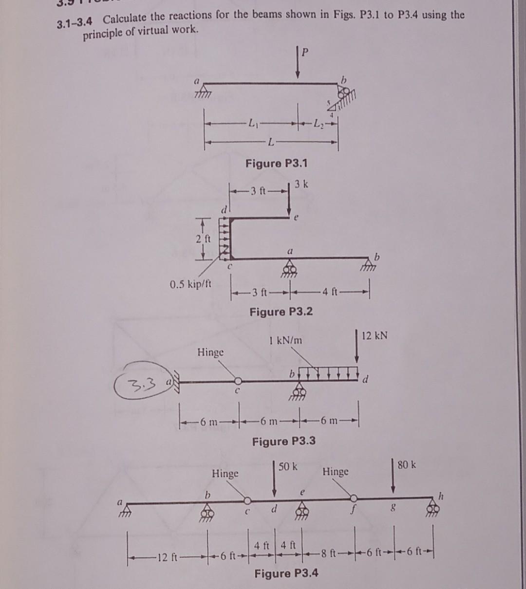 Solved 3.1-3.4 Calculate the reactions for the beams shown | Chegg.com