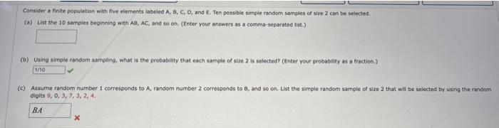 Solved Consider a finite population with five elements | Chegg.com