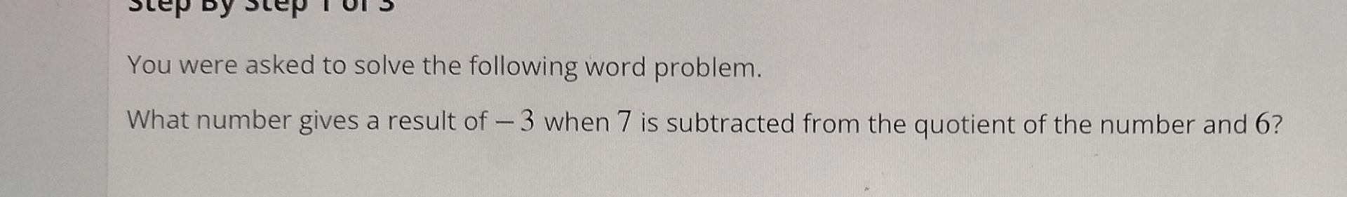 Solved You were asked to solve the following word | Chegg.com