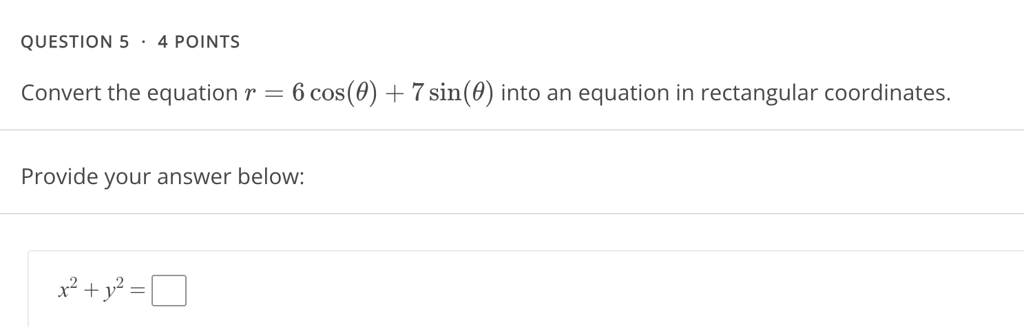 Solved QUESTION 5 . 4 ﻿POINTSConvert the equation | Chegg.com