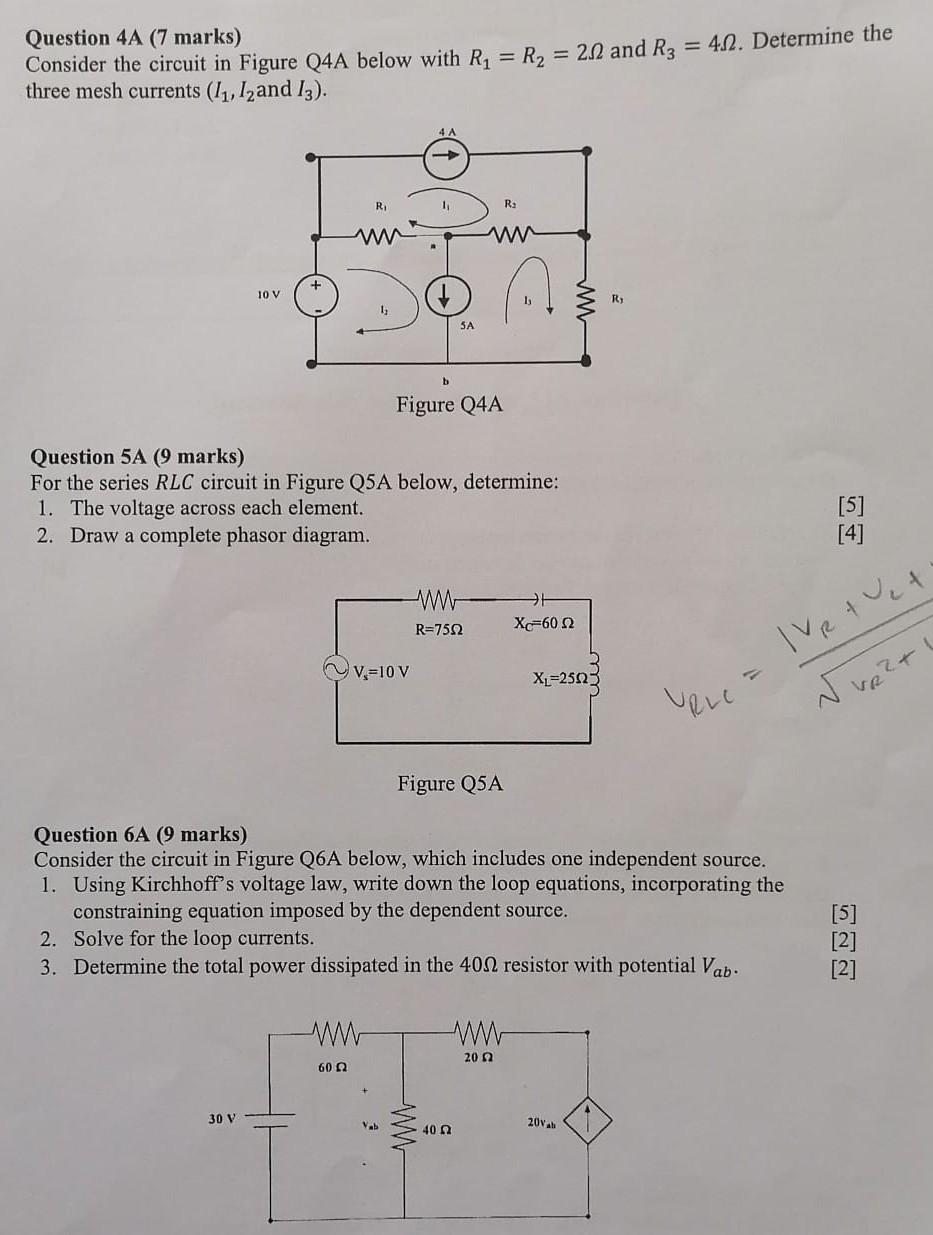 Solved Question 4A (7 marks) Consider the circuit in Figure | Chegg.com
