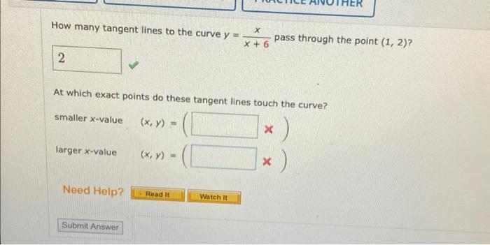 Solved How many tangent lines to the curve y=x+6x pass | Chegg.com