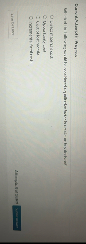 Solved Current Attempt in ProgressWhich of the following | Chegg.com