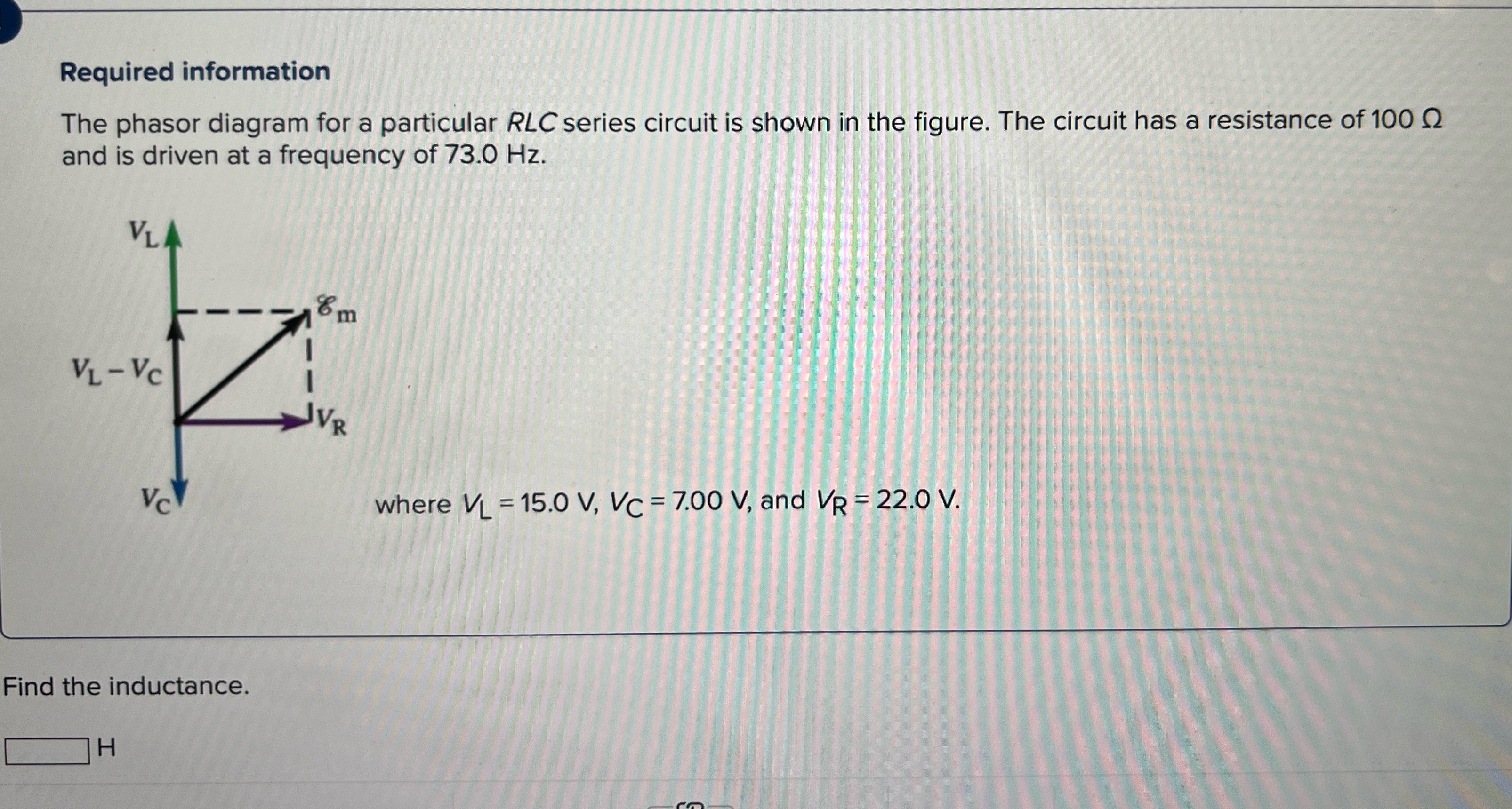 Solved Required informationThe phasor diagram for a | Chegg.com