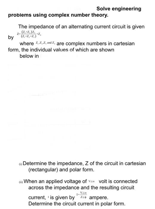 Solve engineering problems using complex number | Chegg.com